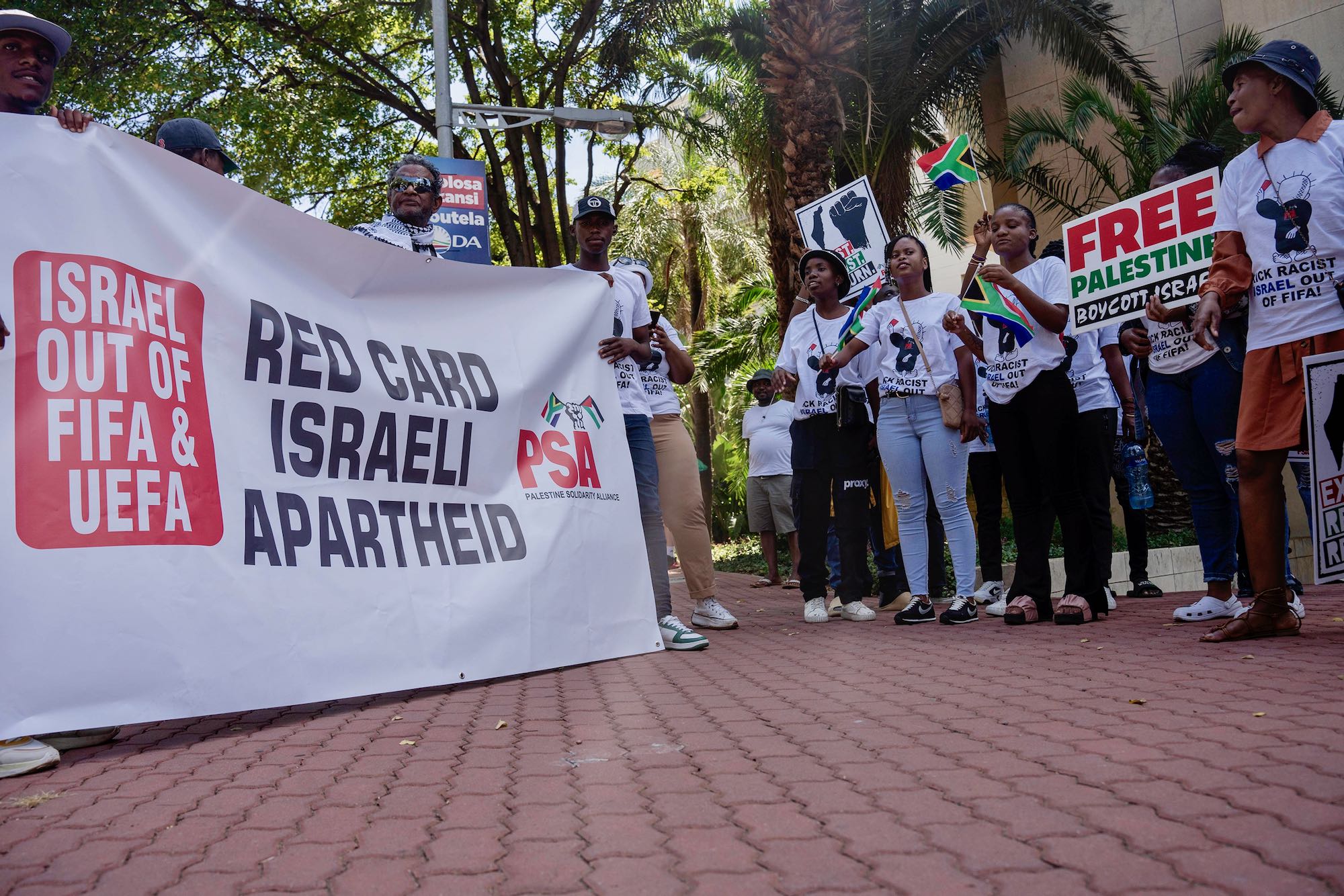 Protesters call on SAFA to red card Israel | GroundUp